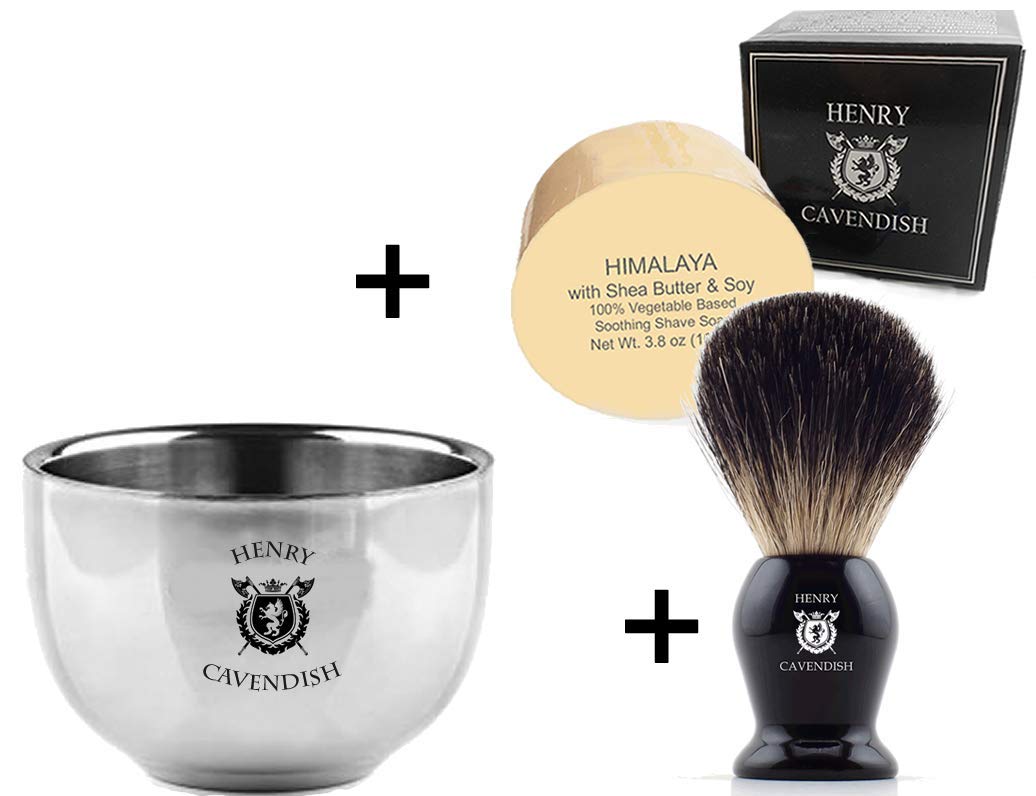 Henry Cavendish Gentleman's 100% Pure Badger Hair Shaving Brush - Perfect Brush for a Soap or Cream Shave Using a Shaving Razor, Double Edge Razor, Safety Razor or Straight Razor