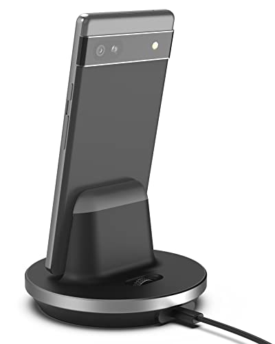 Encased USB Type C Desktop Charging Stand - Compatible with All Google Pixel Phones - Charger Dock for Pixel 6a, 6 Pro, / 7a, 7, 8, 8 Pro Models, Aluminum Black (Case Compatible)