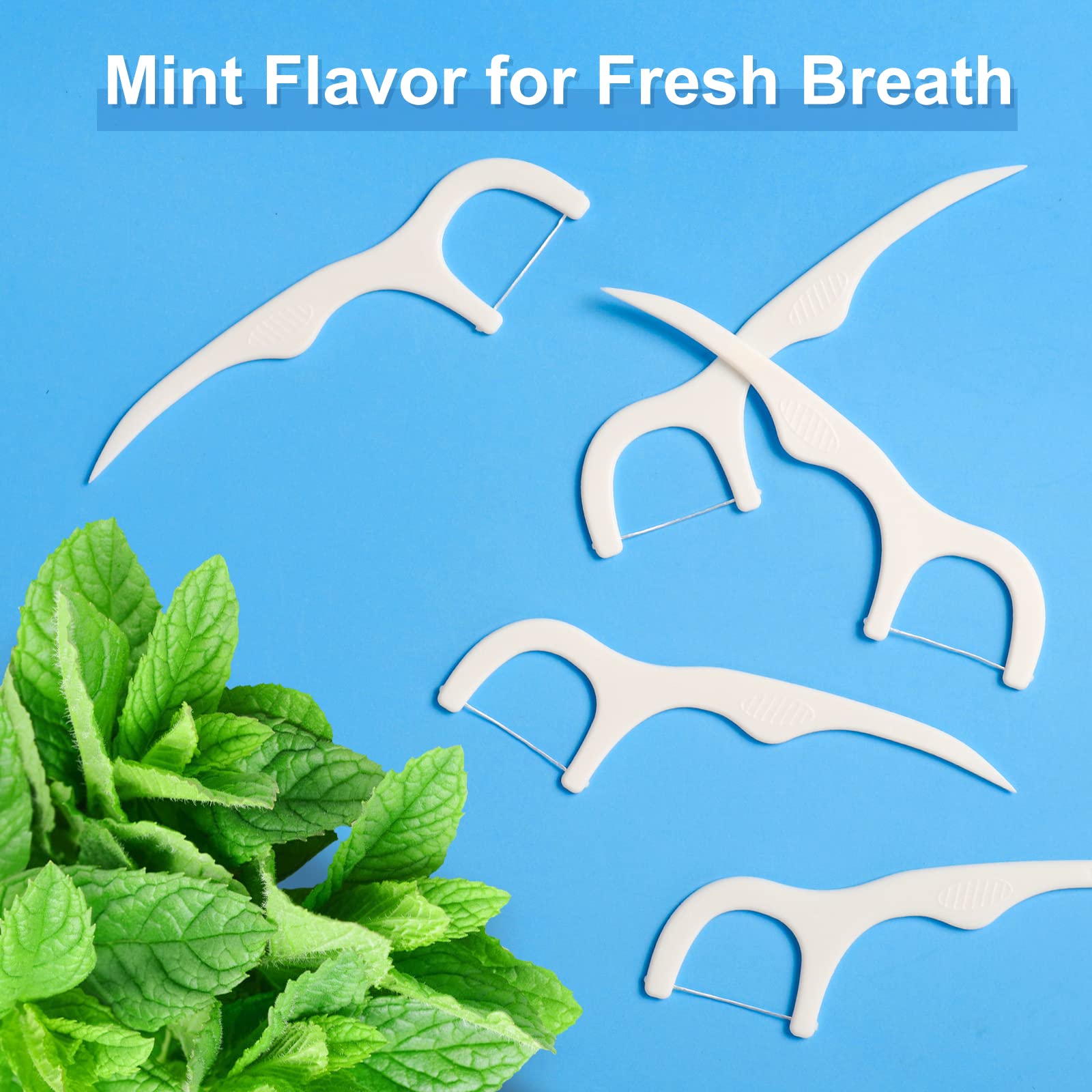500 Count Mild Mint Dental Floss Picks Great Value Family Pack, BPA Free Flossers for Adults, Tooth Picks Flossers with Toothpicks, 100 Count Bag (Pack of 5)