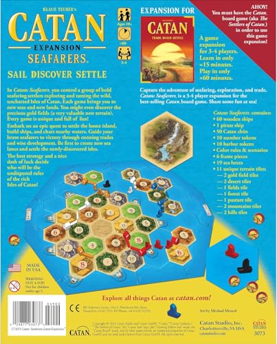 CATAN Seafarers Board Game Expansion - Explore, Settle, and Conquer New Isles! Strategy Game, Family Game for Kids and Adults, Ages 10+, 3-4 Players, 60 Minute Playtime, Made Studio