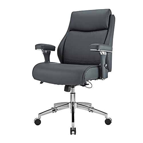 RealspaceĀ® Modern Comfort Keera Bonded Leather Mid-Back Manager's Chair, Gray/Chrome, BIFMA Certified