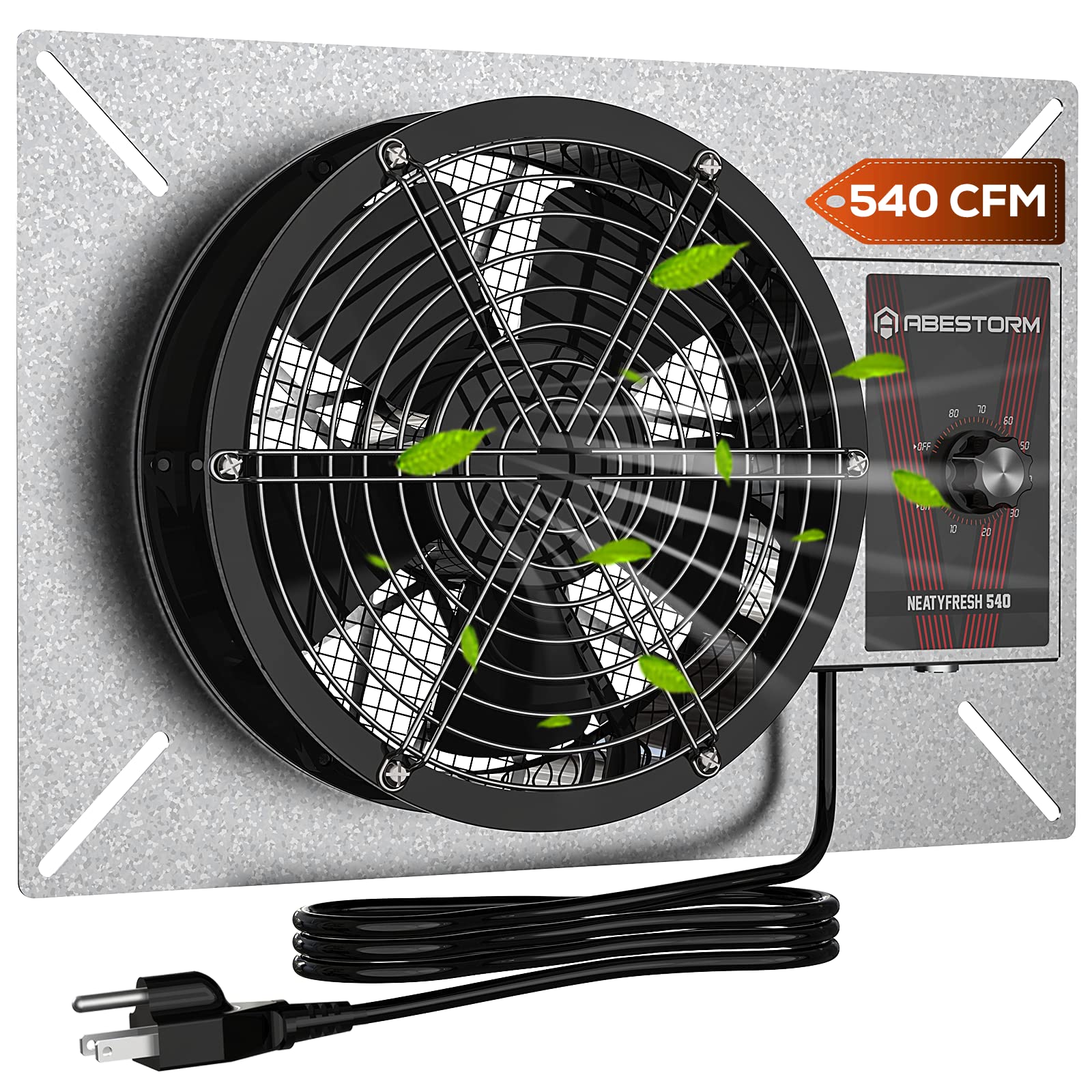 Abestorm 540CFM IP-55 Rated Crawlspace Ventilation Fan with Humidistat & Thermostat, 8.7inch Basement Vent Fans with Isolation Mesh, Ventilator Fan for Crawl Space Basement Garage Attic Grow Tent