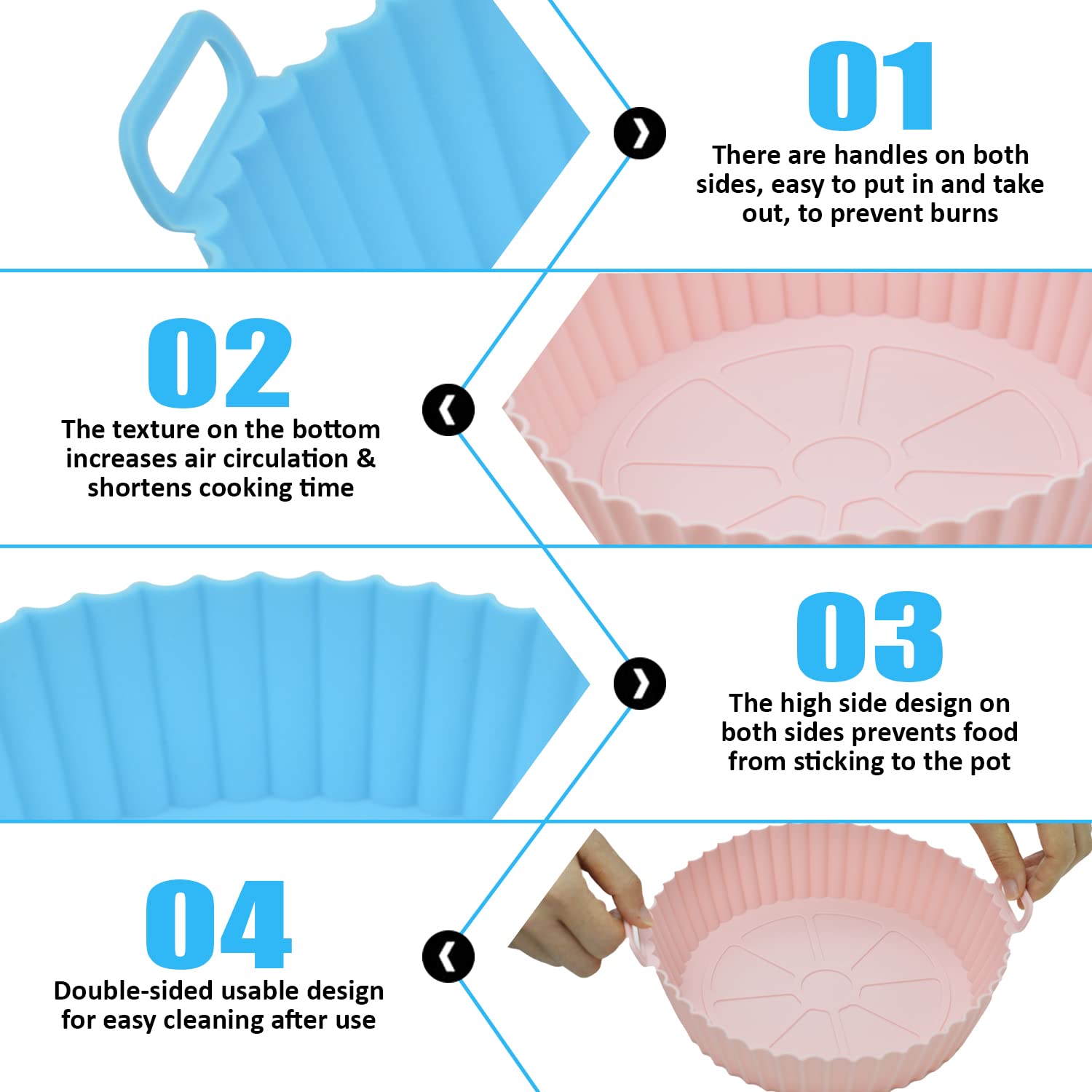 Air Fryer Silicone Pot, 2 Pack Reusable Silicone Air Fryer Liners, Air Fryer Accessories, Replacement for Disposable Parchment Paper Liner Fit 3.5-7Qt