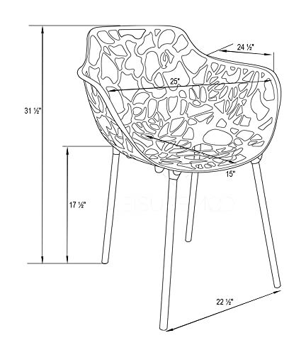 LeisureMod Devon Modern Aluminum Indoor-Outdoor Stackable Side Dining Arm Chair, Set of 2 (White)