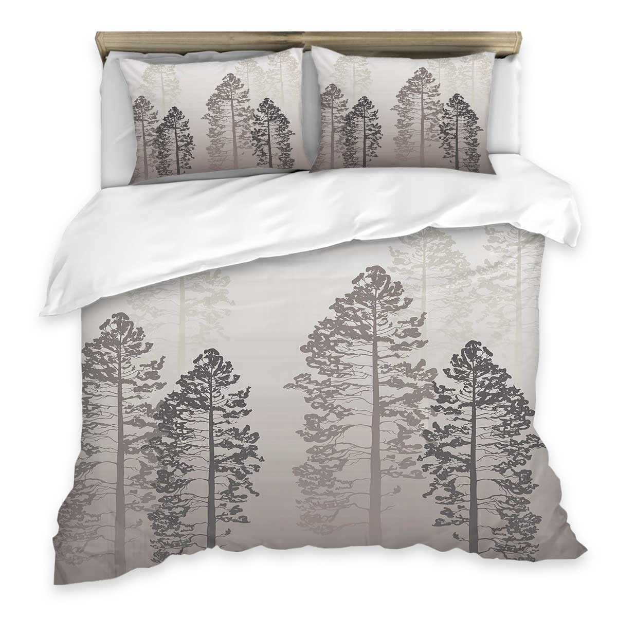 Country Microfiber Comforter Cover Set Full/Queen Size, 3Pcs Warm Taupe Duvet Cover Set Boho Comforter with 2 Pillowcases Queen(90"X90")
