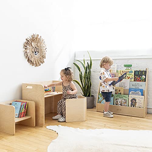 ECR4Kids Bentwood Multipurpose Table and Chair Set, Kids Furniture, Natural, 3-Piece