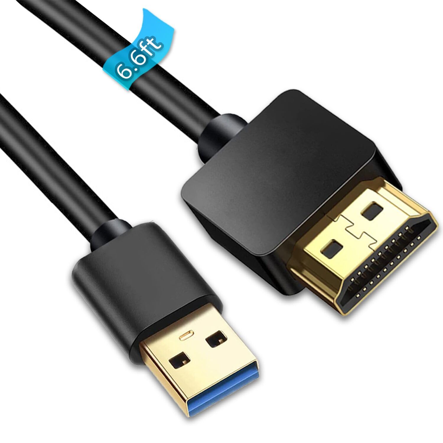 ANKKY USB to HDMI Adapter Cable for Mac iOS Windows 10/8/7/Vista/XP, USB 3.0 to HDMI Male HD 1080P Monitor Display Audio Video Converter Cable Cord - 6.6FT