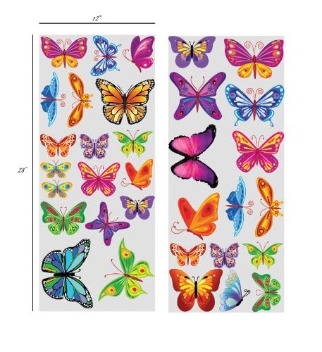 Easy Peel and Stick Instant Home Decor Wall Sticker - Colorful Butterflies Nursery Decals #3005