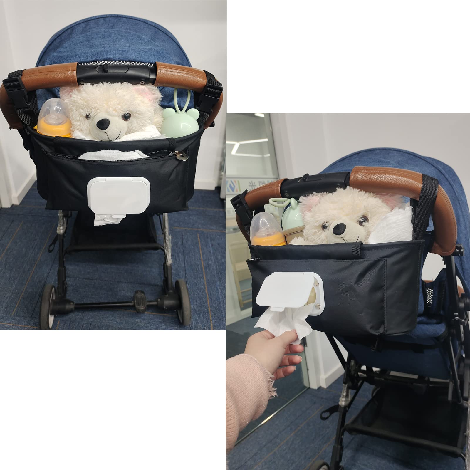 Aiguotua Universal Stroller Organizer with Insulated Cup Holder & Shoulder Strap, Fits for Stroller like Uppababy, Baby Jogger, Britax, BOB, Umbrella and Pet Stroller