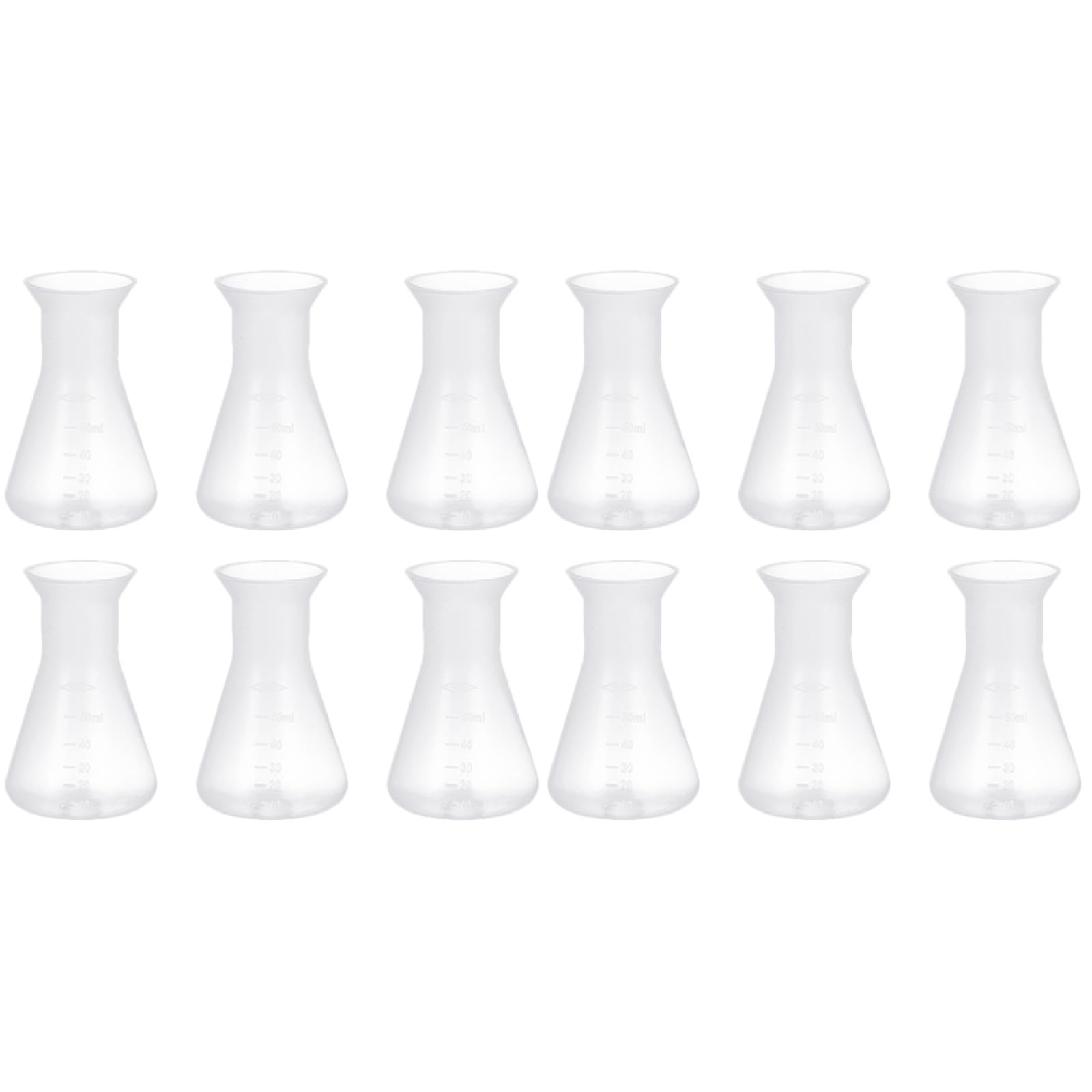 Baluue Plastic Erlenmeyer Flask, Clear Conical Flasks with Narrow Mouth Flask Beakers Erlenmeyer with Printed Graduation for Laboratory School Educational Supplies