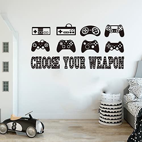 Eat Sleep Game Controller Joystick Wall Sticker Choose Your Weapon Video Game Zone Player Wall Sticker Game Room Vinyl Decoration 56x28cm