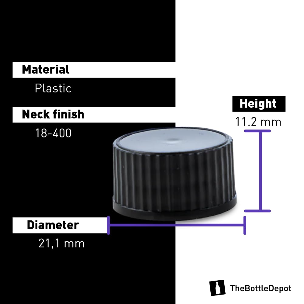 The Bottle Depot - 24 Pack - 0.5 oz Glass Bottle With Cap - Black Frosted - 18-400 Neck Finish - Boston Round Bottles - UV Rays Protection