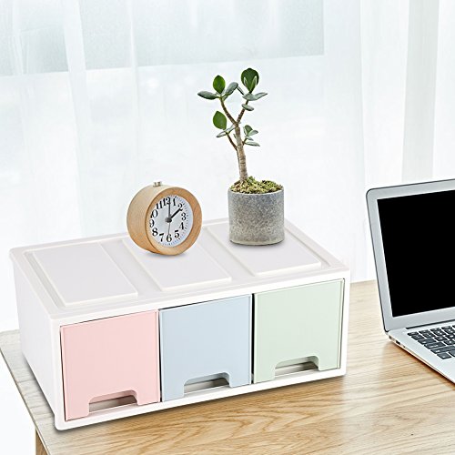 Stacking Storage Drawer, Plastic Storage Box Multi Grids Multifunctional Storage Container for Office Living Room Kitchen Bathroom(Triple-High)