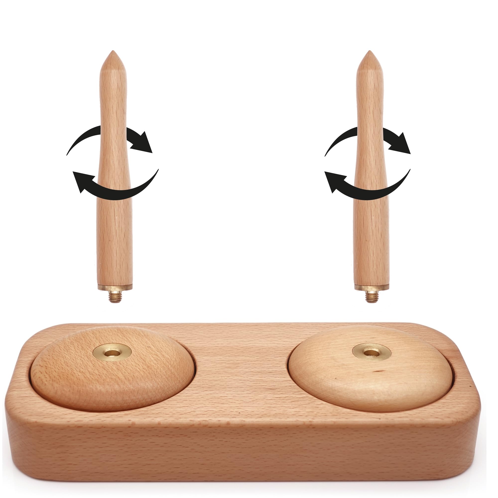 DICHA Beech Double Wood Yarn Holder-Advanced Metal Twirling Mechanism Lazy Susan-Big Stand Ball Spindle Sewing Crocheting Tool-Yarn Storage