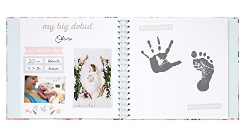 Pearhead Memory Book with Included Baby Belly Stickers, Modern Baby First Year Journal, Babys First Year, Baby Shower, Floral 17 Piece Set