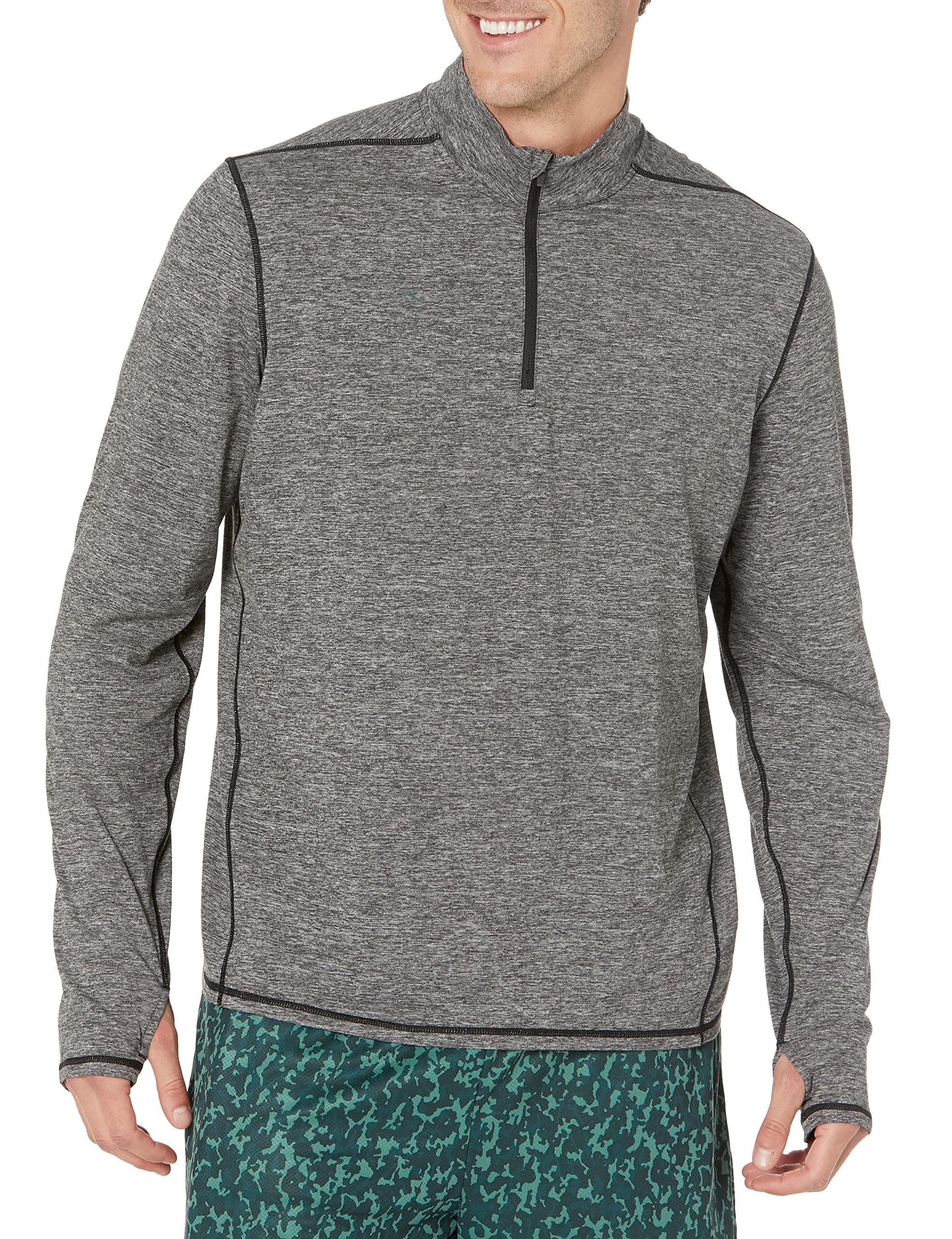 Amazon Essentials Men's Tech Stretch Quarter-Zip Shirt, Black Space Dye, X-Large