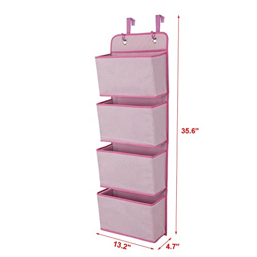 Bsxgse Storage Shelf Shoe Over Organizer Shoe The for Closet Door 4-Tier Hanging Rack Rack Multipurpose Sink Rack (Pink, One Size)