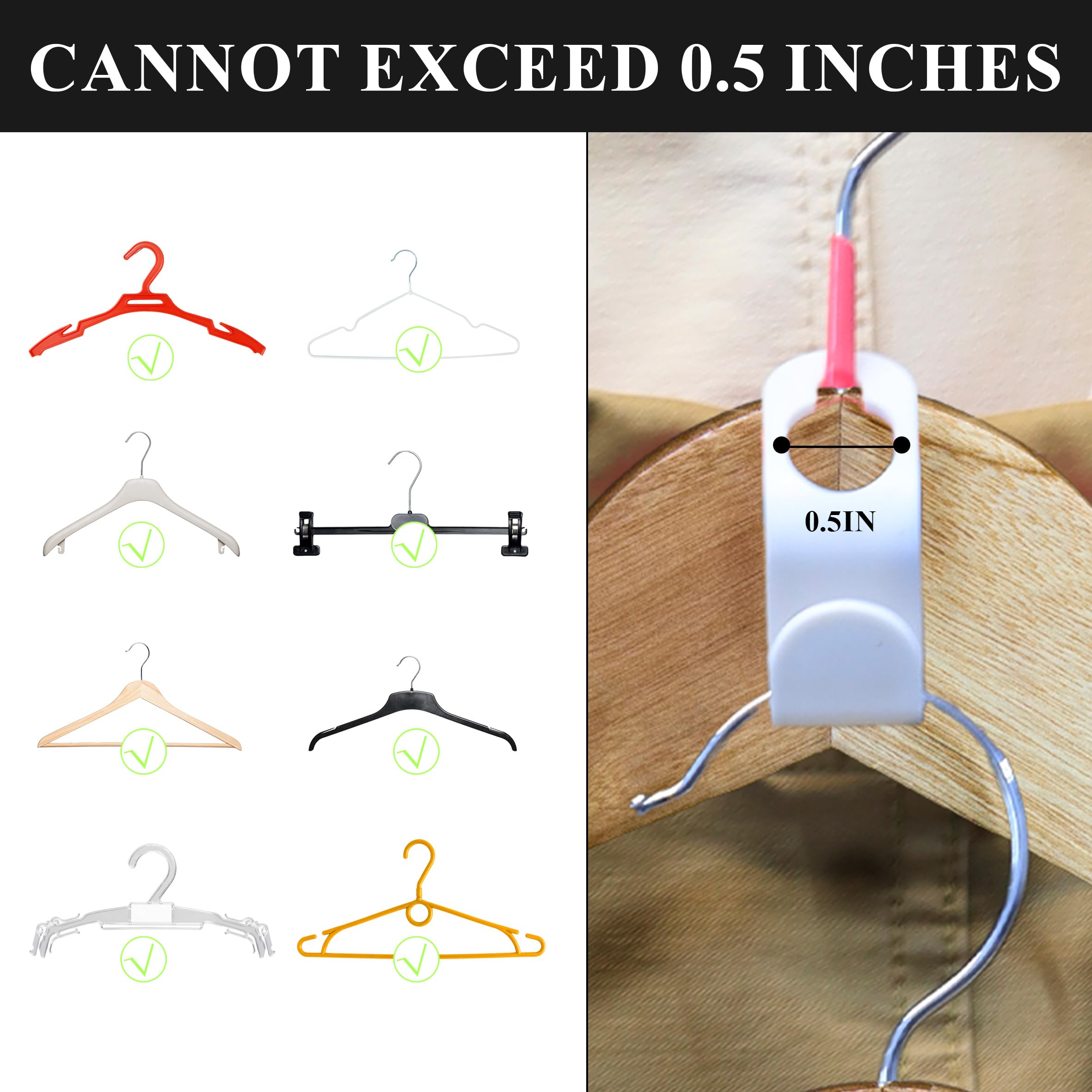 Hanger Connector Hooks – 50-Pack Clothes Hanger Connector Hooks – Space-Saving Hanger for Closet Organizer – Cascading Space Saver Hangers for Small Space Organization and Closet