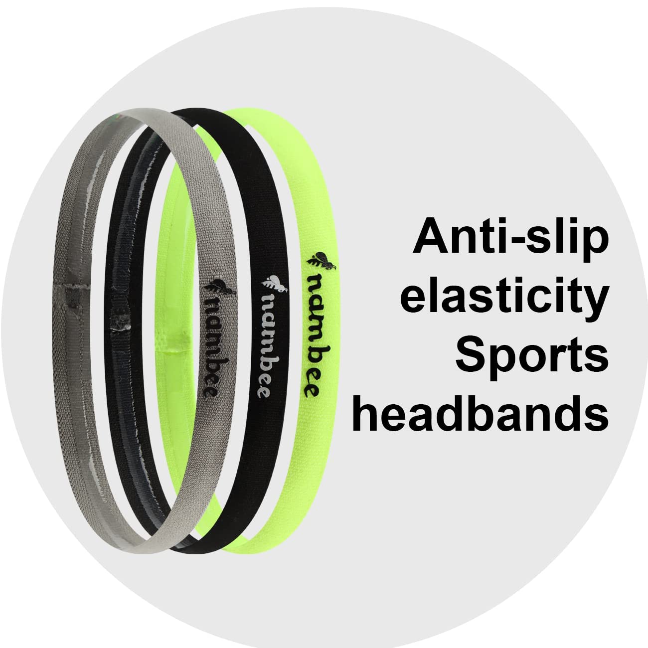 6 Pieces Elastic Thin Sports Headbands,Nambee Athletic Non Slip Skinny Headbands for Women, Men, for Working Out