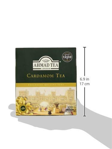 Ahmad Tea Black Tea, Cardamom Teabags (No Envelopes), 100 ct - Caffeinated and Sugar-Free