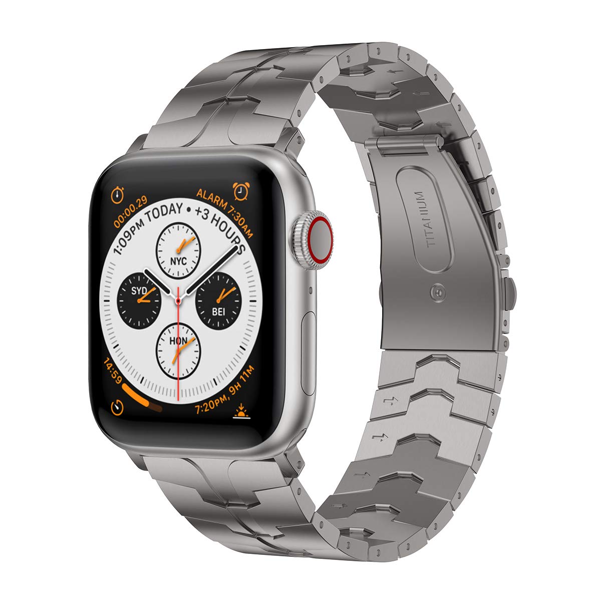 LDFAS Compatible for Apple Watch Band 49mm 45mm 44mm, Titanium Metal Watch Bands with Enhanced Durability Version Compatible for Apple Watch Ultra/SE, Apple Watch Series 8/7 Band, Silver