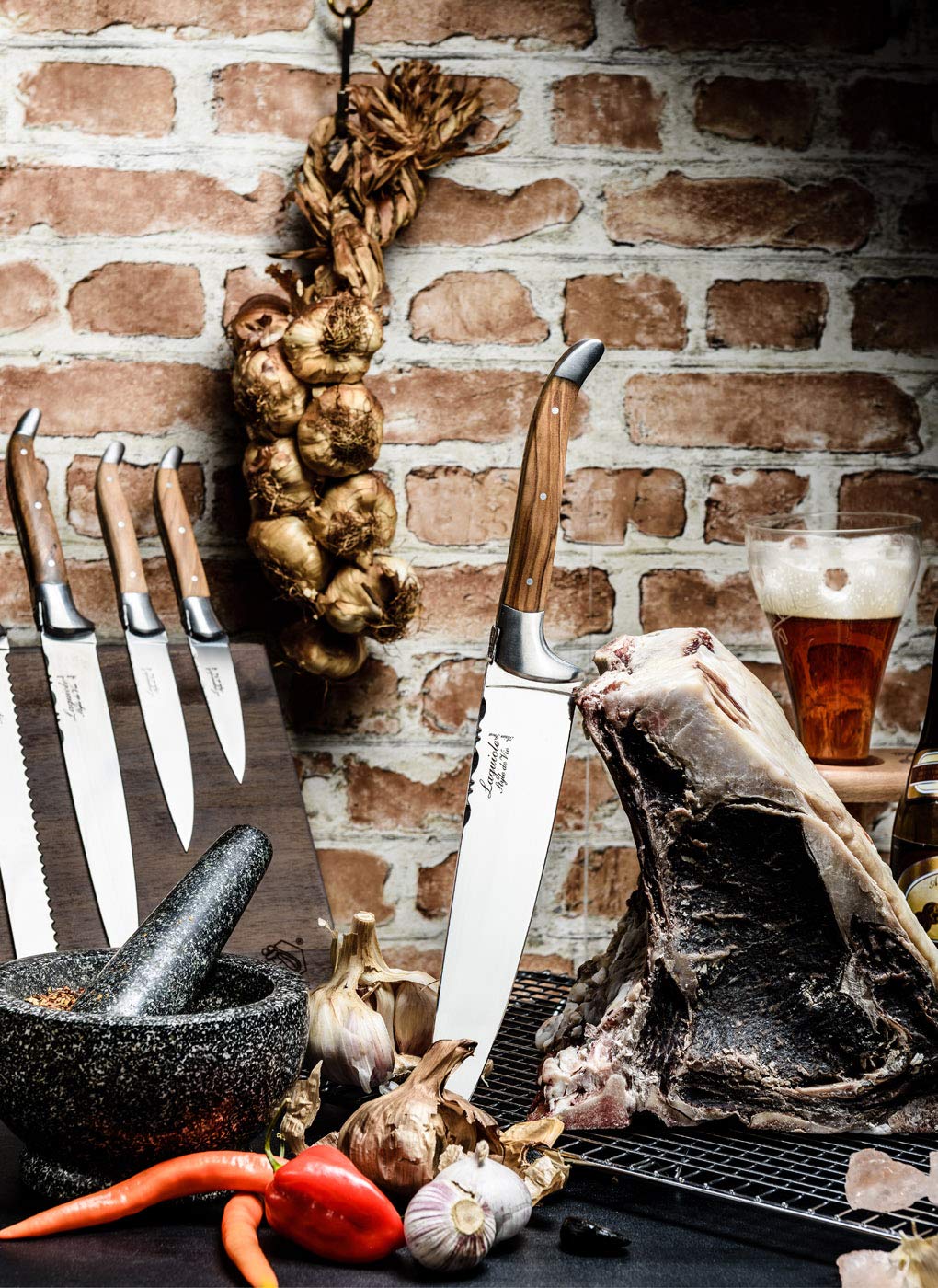 Laguiole Style de Vie Chef's knife luxury line, 8 inch, olive wood
