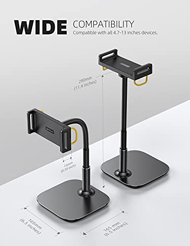 Lamicall Tablet Stand Holder, Gooseneck Tablet Mount - 2.5lb Heavy Duty Base Adjustable Desktop Stand with 360 Degree Rotating for 4.7-13" Tablet, iPad Pro 12.9 Air Mini, Fire, Kindle, Tabs, Black