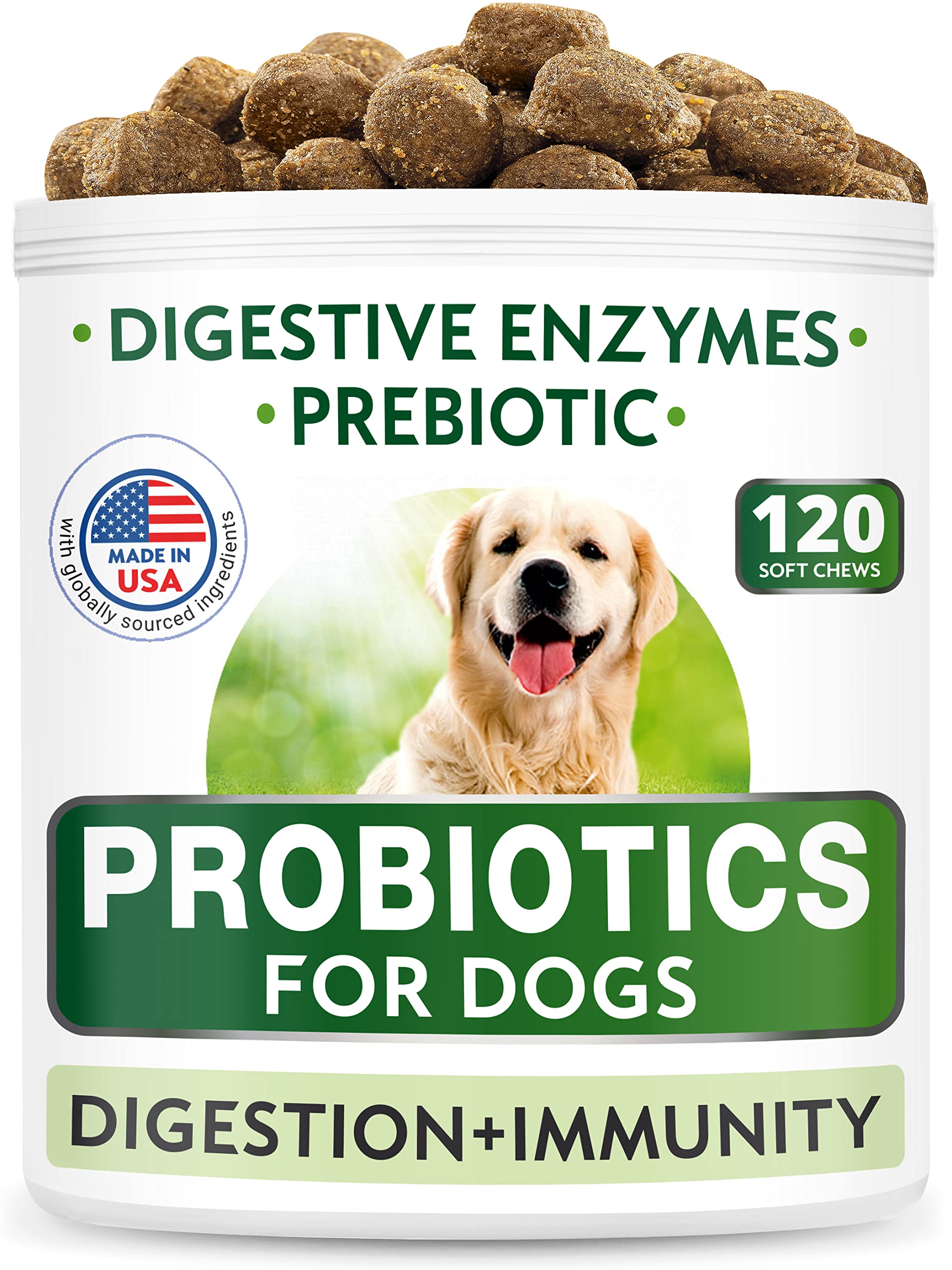 Glucosamine Treats + Probiotics Chews Bundle - Senior Advanced Joint Health + Upset Stomach Relief - Chondroitin, Omega-3 + Digestive Enzymes, Prebiotics - Hip & Joint Care + Improve Immunity - 240Ct