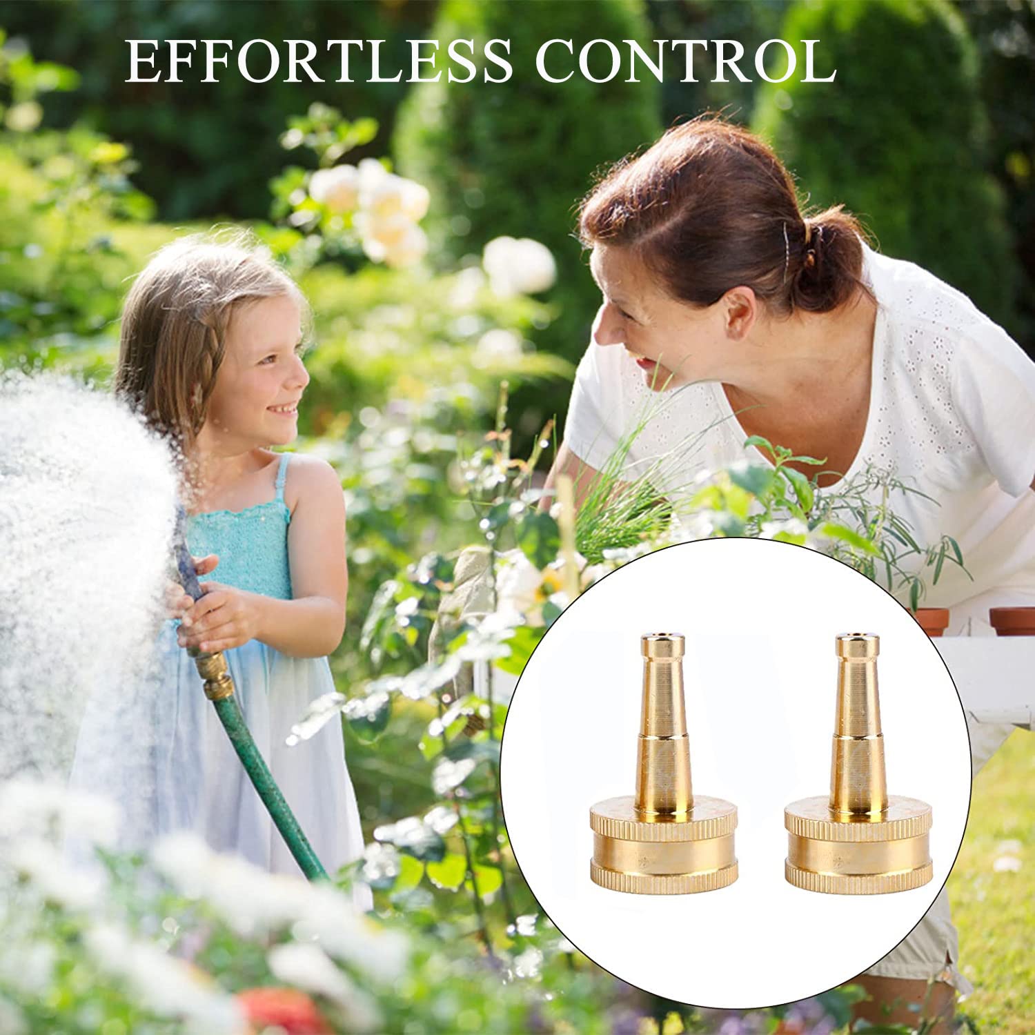 ANNICOO 2 Pack Solid Brass Jet Sweeper Jet Nozzle, Adjustable Heavy Duty Hose Nozzle for Cleaning Car Siding Driveway, 2 Inch 2