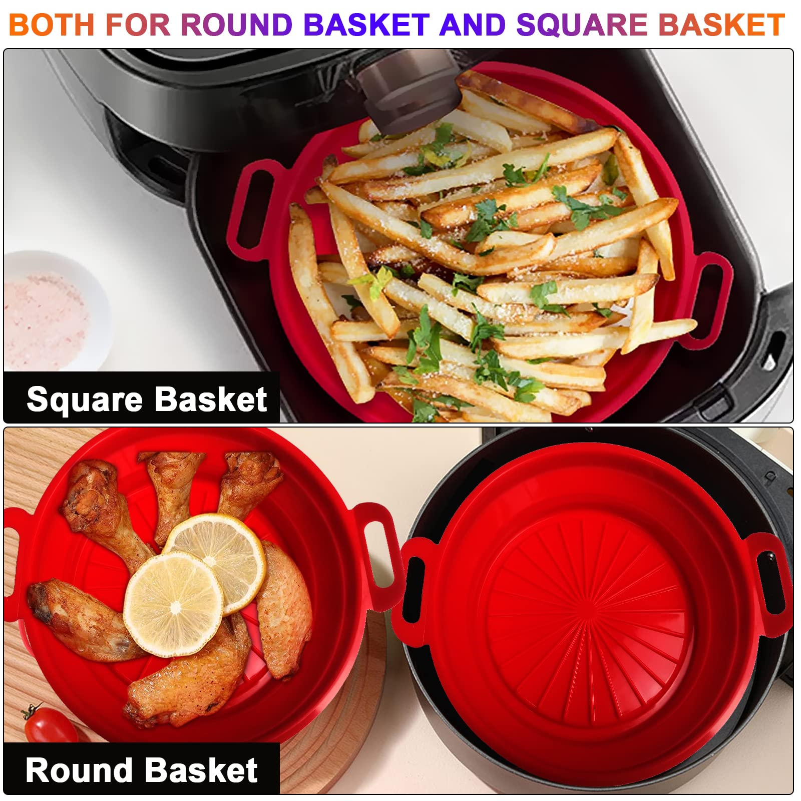 Air Fryer Silicone Liners, Moleath 7.5inch 4Pc Round Air Fryer Accessories Collapsible Airfryer Basket Liners, Reusable Air Fryer Pot Bowl for 2.6QT-5QT Air Fryers with Silicone Mitts & Muffin Cups