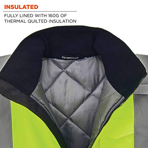 Ergodyne Unisex Adult Hi Vis Safety GloWear 8377 Type R Class 3 Lime Quilted Bomber Jacket, Medium, Lime, Medium US