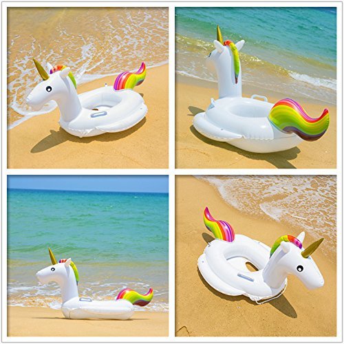 Baby Pool Float Unicorn Toddlers Floaties Infant Inflatable Swimming Ring with Handles for Kids Aged 1-6 Years