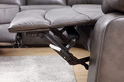 Blackjack Furniture Albany Leather Air Upholstered Living Room Reclining, Power Sectional Sofa, Dark Gray