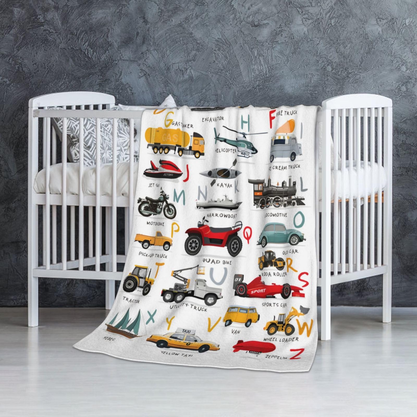 Animal Alphabet Throw Blanket (32x48 inches) Soft Lightweight Blanket Plush Cozy Throw for Kids Girls and Boys