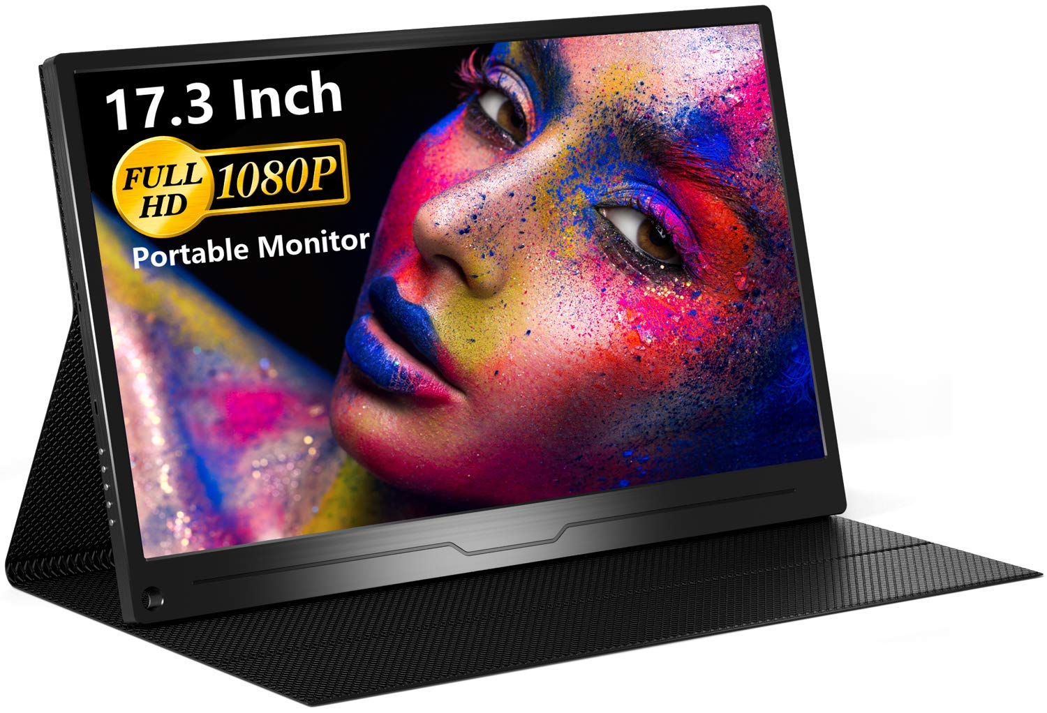 Portable Monitor - 17.3 Inch 1080P FHD IPS HDR Type C FreeSync Gaming Monitor with Type-C HDMI mini DP Speaker for Xbox PS4 Switch Laptop PC Phone Mac Surface, with Smart Case VESA mount (Renewed)