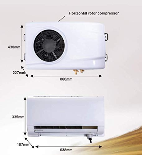 ACDC 12V Air Conditioner and Reverse Cycle Heat Pump, Battery Powered, 6000 BTU, 20 SEER, R134A Refrigerant Pre-filled, Mini-Split A/C with 10ft Rubber Hose and Complete Installation Kit