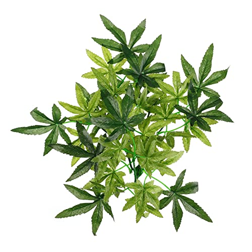 balacoo Aquarium Reptile Plants Artificial Plastic Leaves Hanging Silk Terrarium Plant with Suction Cups,Simulation Landscape Decorations for Bearded Dragons,Lizards,Geckos,Snake