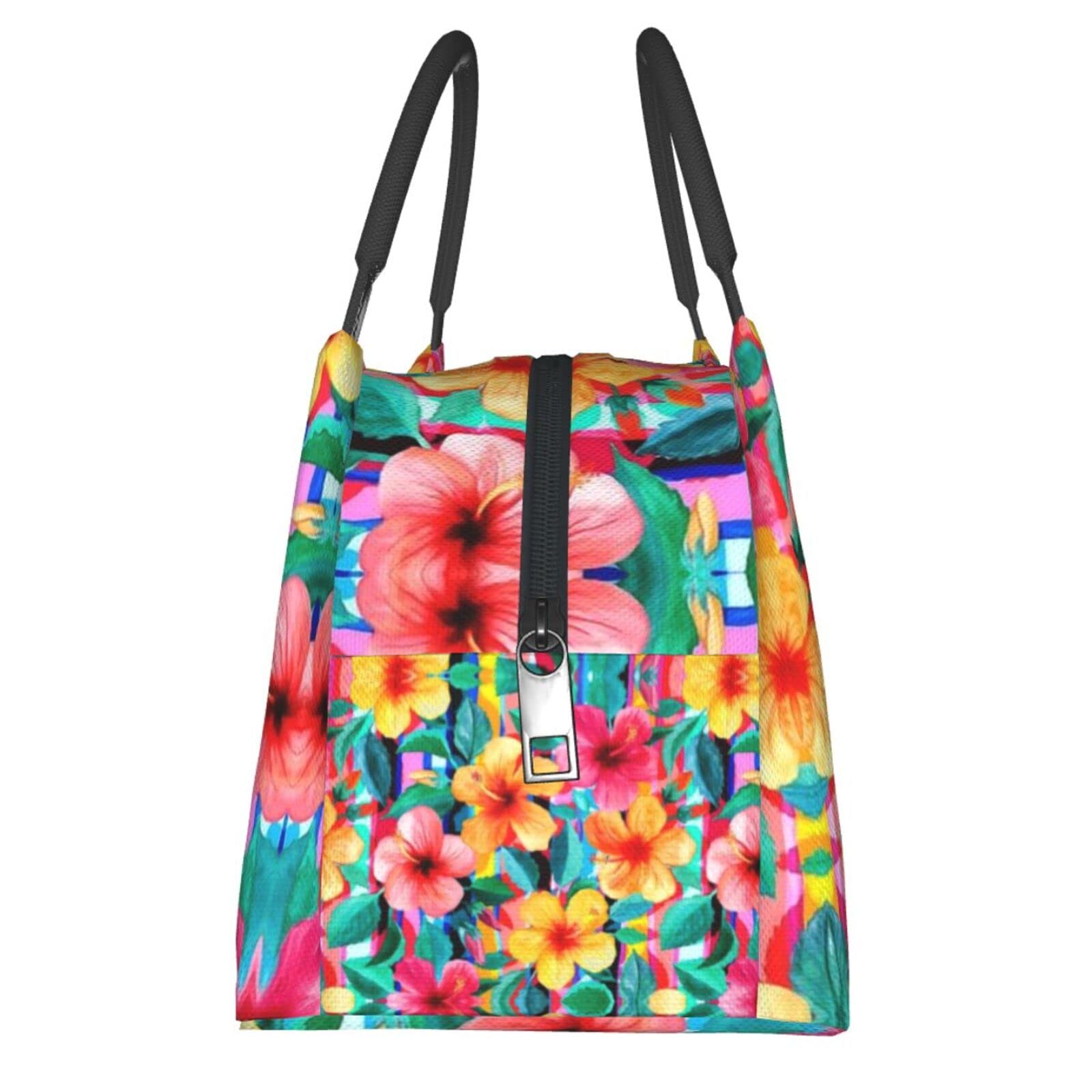 ASYG Hawaii Lunch Bag, Hawaii Tropical Floral Tote Meal Bag Lunch Holder Flower Bag for Work Outdoor Picnic