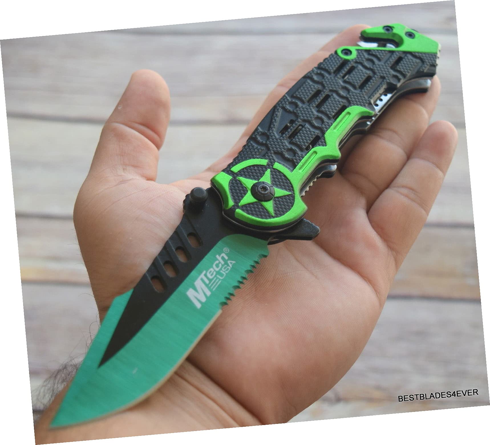8.25 Inch Mtech Tactical Rescue Stainless Steel Open Folding Pocket Knife With Clip Outdoor Survival Hunting Knife for Camping by Survival Steel
