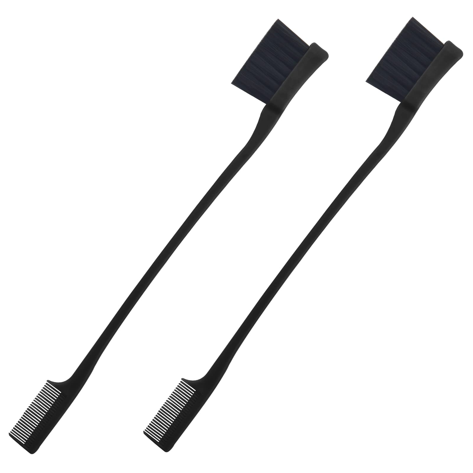 AMMON Edge Brush 2 Pcs Edge Control Brush Edge Comb Hair Edge Brush Double Sided Control Hair Brush Comb Combo Pack Smooth Comb Grooming, Black (2pcs Black)