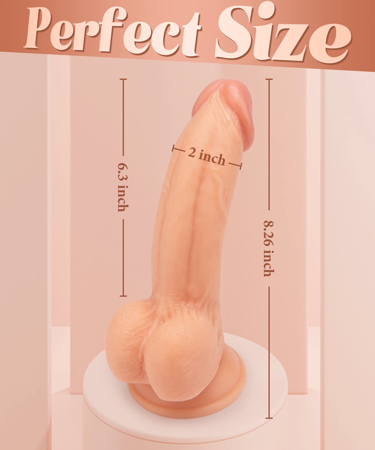 8.3in Realistic Dildo with Suction Cup, Curved Shape for G-Spot Stimulation - For Women, Couples