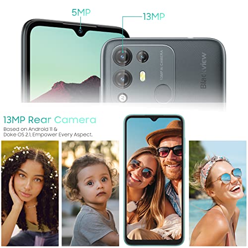 Blackview Unlocked Phones, A55 Pro, 4G Dual Sim Unlocked Cell Phones Android 11, 7GB+64GB/ 256GB Expandable, 6.528" HD Unlocked Smartphone, 4780mAh Battery, Face ID/Fingerprint Unlock T-Mobile Phone