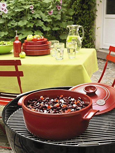 Emile Henry Flame Round Stewpot Dutch Oven, 4.2 Quart, Burgundy