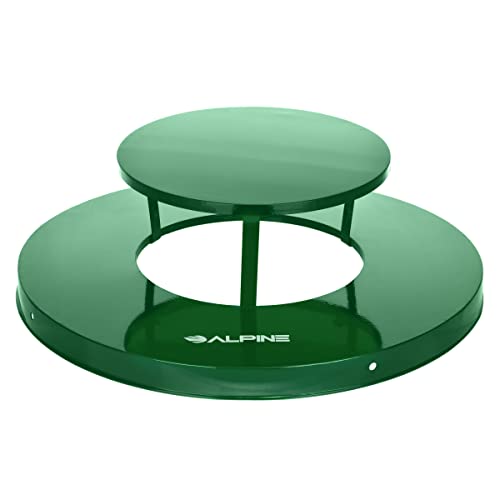 Alpine Industries Outdoor Metal Waste Receptacle Rain Bonnet Lid - Heavy Duty Trash Can - Commercial Trash Receptacle Cover - 38 Gallon Commercial Garbage Can Lid - Green