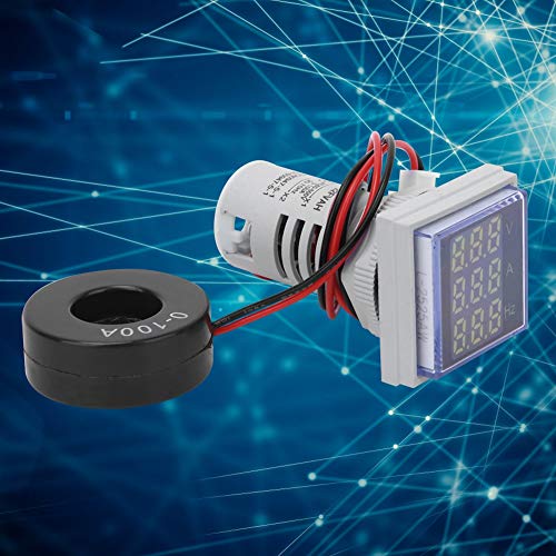 AC Current Voltage Tester with 3-Digit LED Display Multifunction Voltmeter Ammeter Square Frequency Meter Multimeter Panel (White)