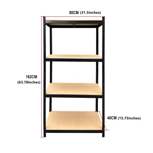 Qimu 4-Tier Storage Shelf Steel Storage Rack Heavy Duty Shelving Unit,Bolt-Free Assembly Adjustable Shelves Multipurpose Shelf Warehouse Basement Kitchen Living Room Pantry,162cm x 80cm x 40cm