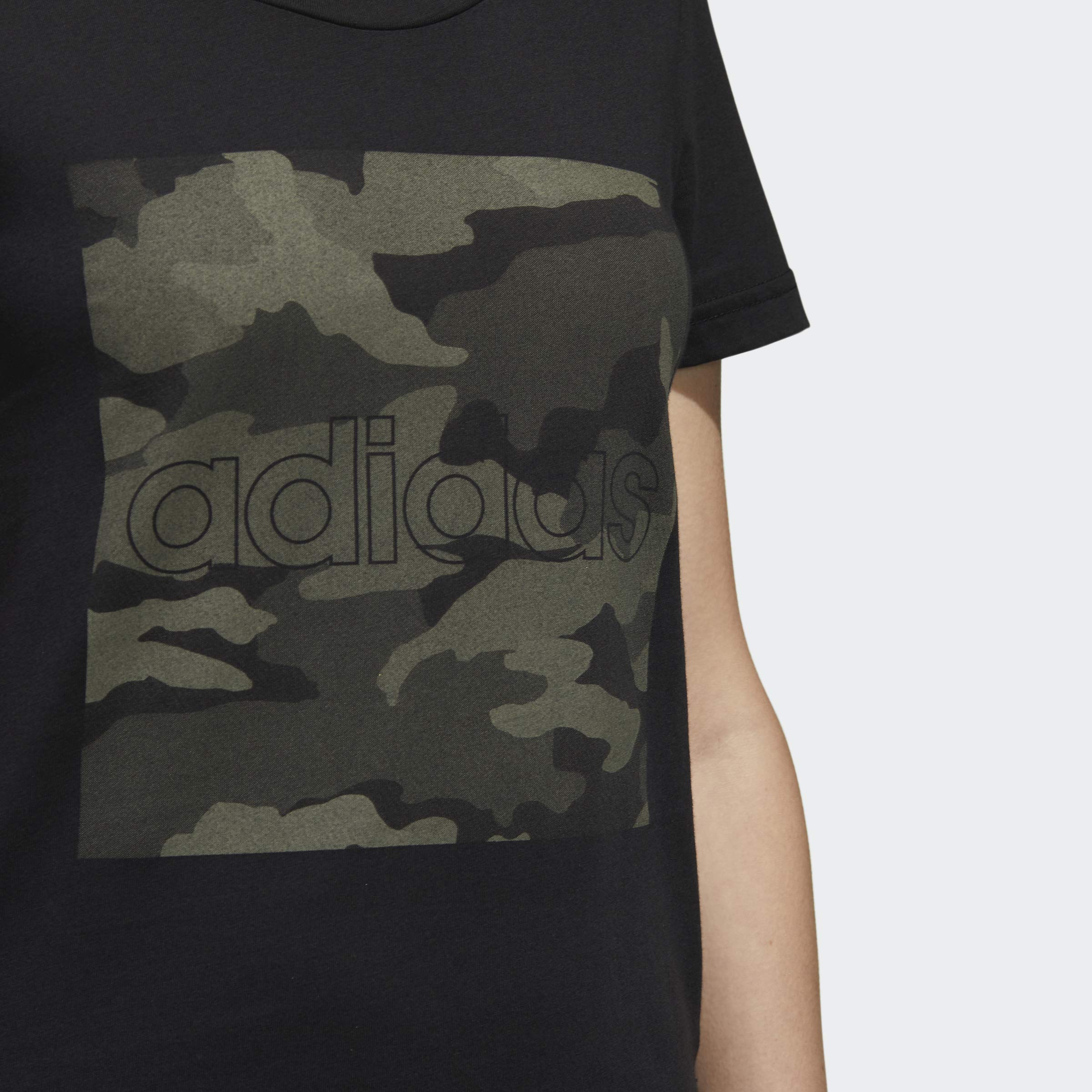 adidas Women's Boxed Camo Graphic T-Shirt Black/Legacy Green Small