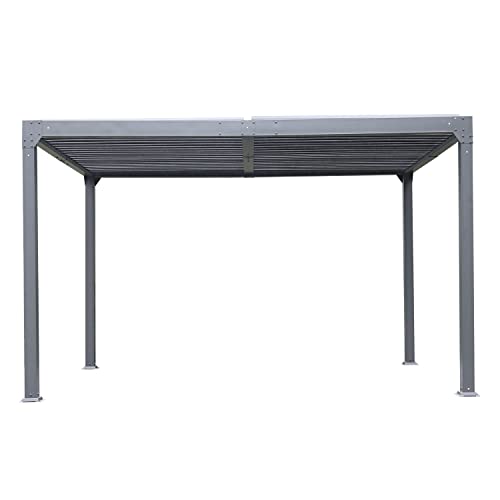 BPS Outdoor Louvered Pergola 10βx13β Aluminum Pergola Waterproof Gazebo Patio Sun Shade Shelter with 2 Adjustable Roof Panels for Patio, Garden, Backyard