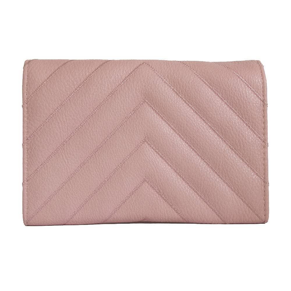 Buckle Down Disney Wallet, Foldover, Disney Signature D Logo Rose Gold, Pink, Chevron Stitch, Vegan Leather