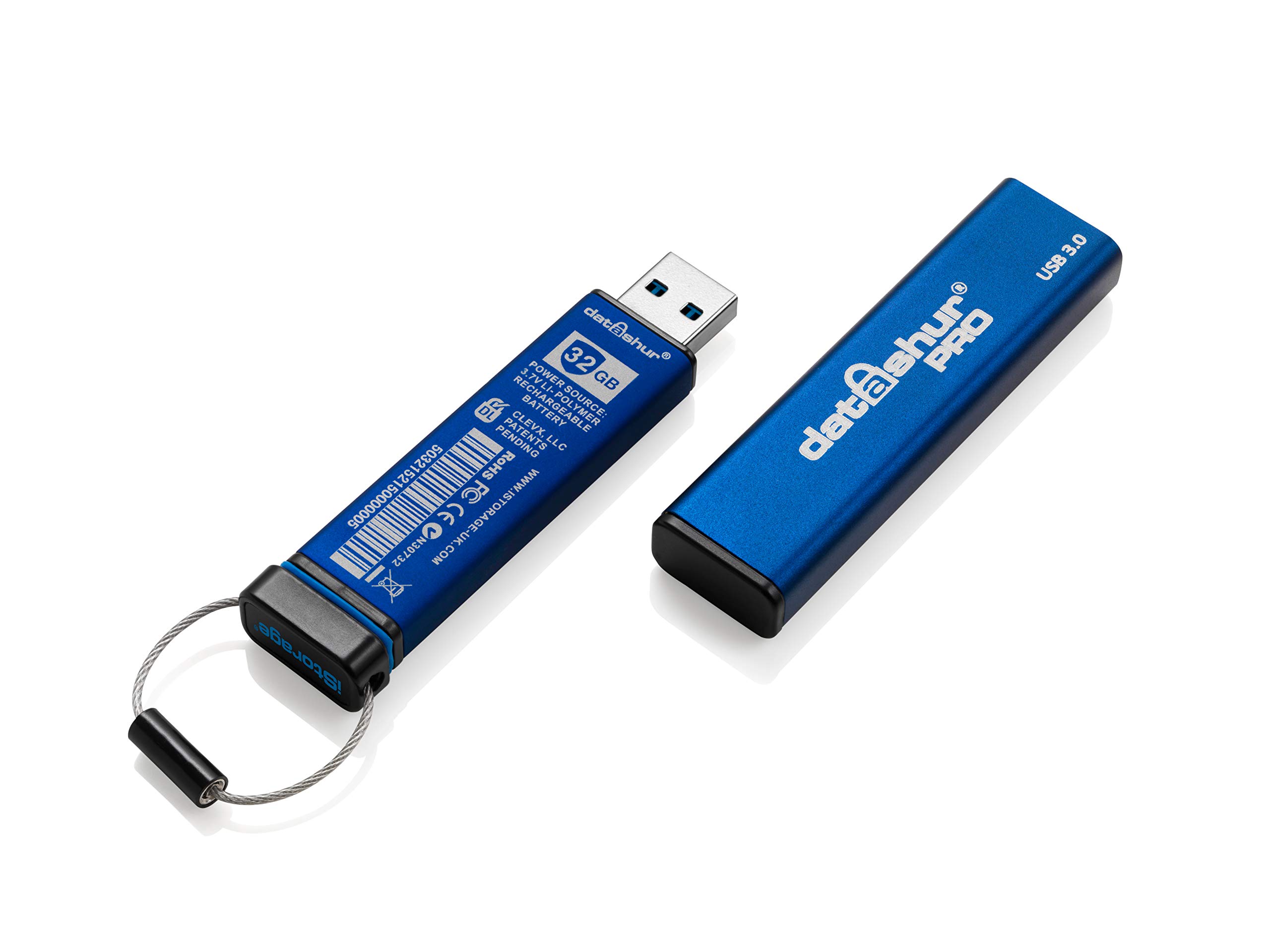 iStorage datAshur PRO 32 GB | Encrypted USB Memory Stick | FIPS 140-2 Level 3 Certified | Password protected | Dust/Water Resistant | IS-FL-DA3-256-32